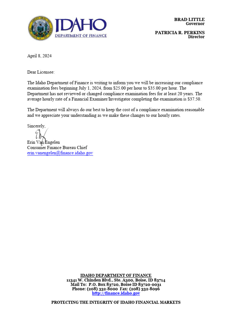 Examination Fee Change Notice 04122024 | PDF | Finance & Money Management