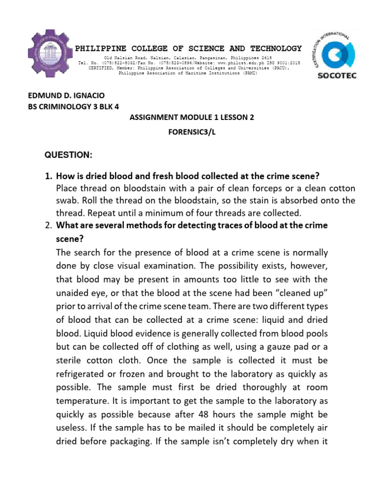 Forensic3l Val Edmund Ignacio Assignment For Module 1 Lesson 2 Bscrim3 ...
