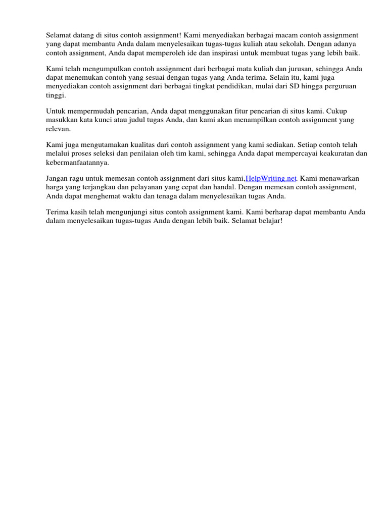 Contoh Assignment | PDF | Karier & Perkembangan