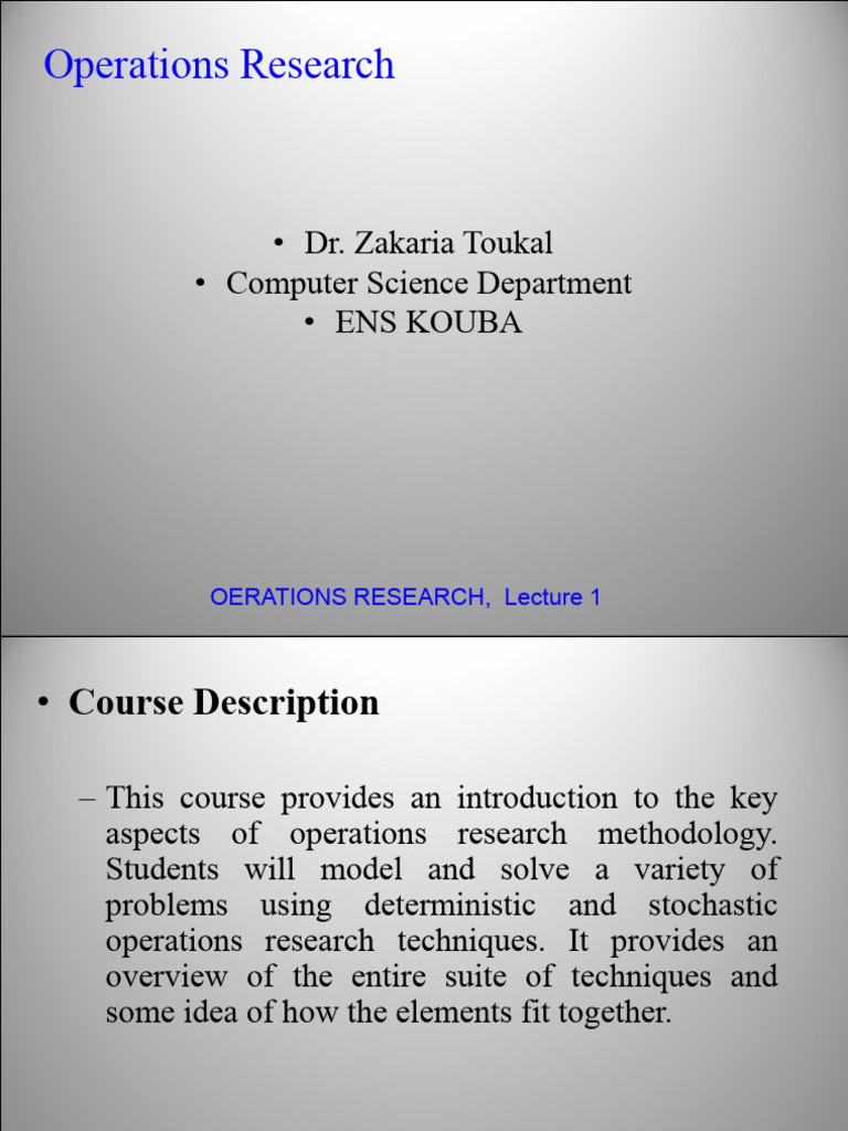 Chap 1 - RO - Handouts Operational Research | PDF | Mathematical Model | Mathematical Optimization