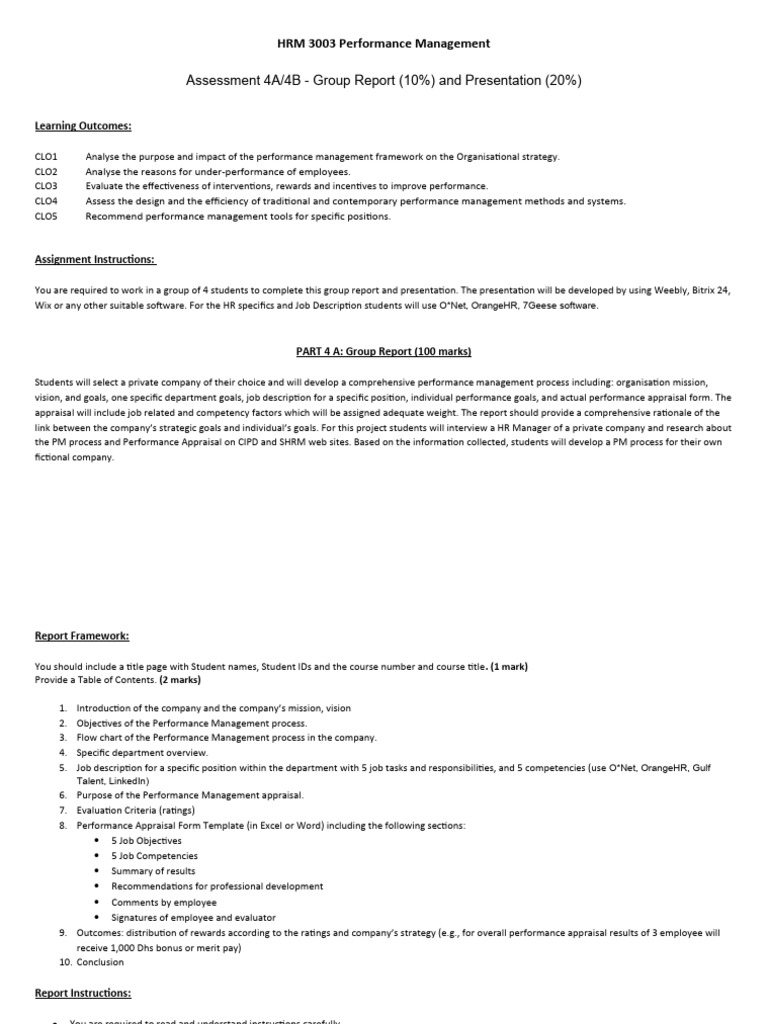 Performance Management Group Project Guide | PDF | Performance ...