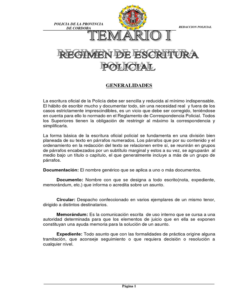 Regimen Escritura Policial | PDF | Policía | Gobierno