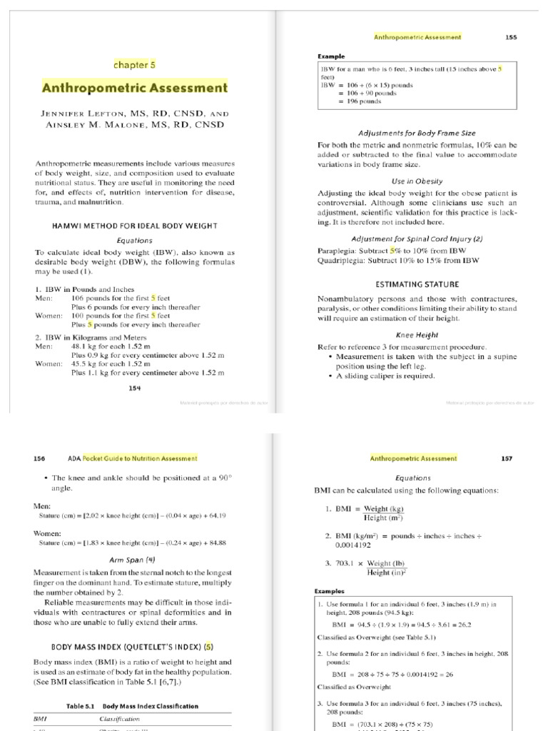 Capítulo 5 - Pocket Guide To Nutrition Assessment | PDF