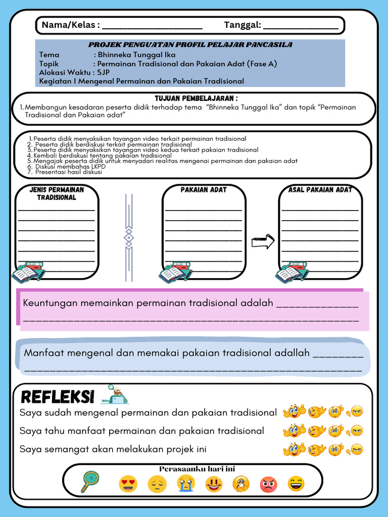 LKPD p5 Fase A Bhinneka Tunggal Ika Keg 1 | PDF