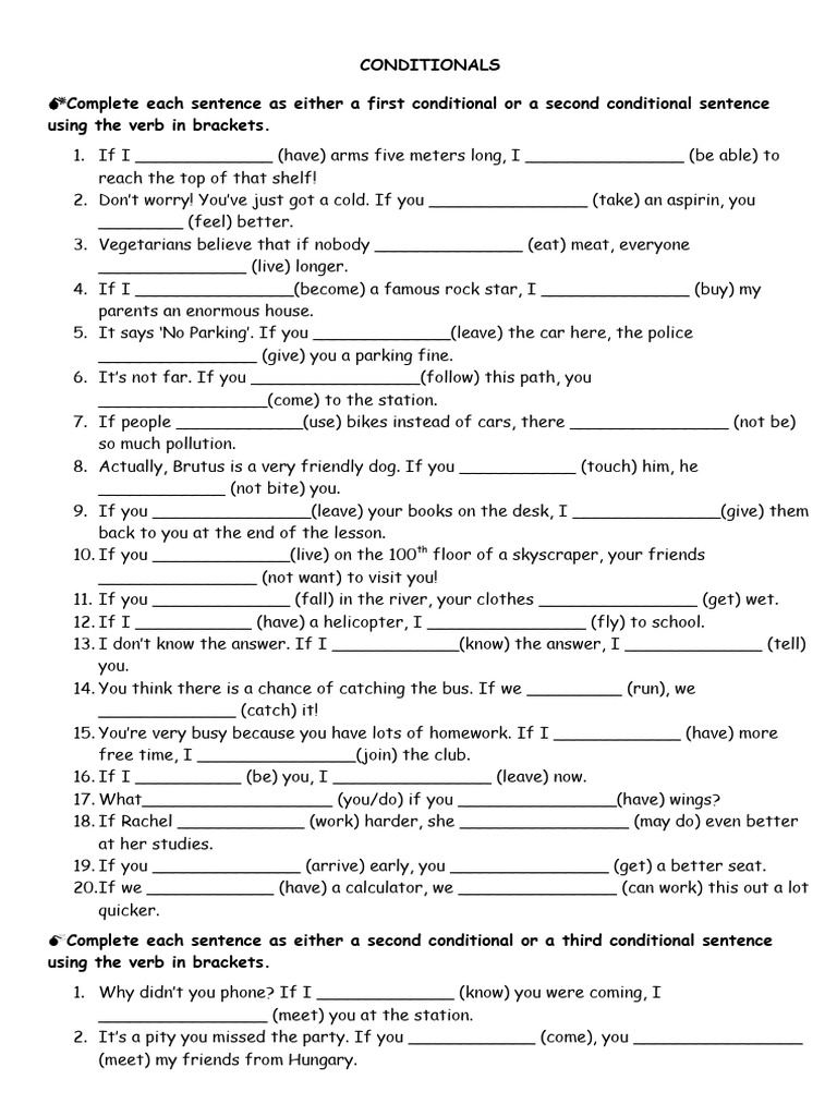Conditional Sentences Practice Worksheet Pdf