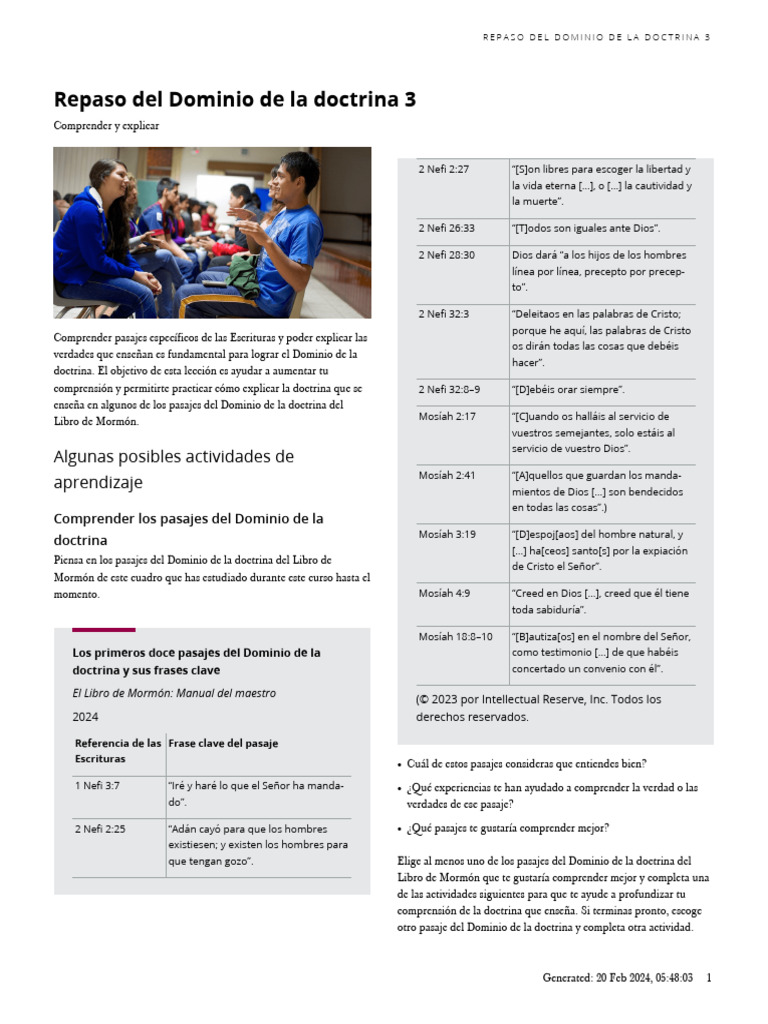 Repaso Del Dominio de La Doctrina 3 | Descargar gratis PDF | Creencia religiosa y doctrina ...