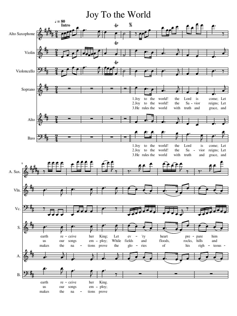 Joy To The World | PDF | Saxophone | Woodwind Instruments