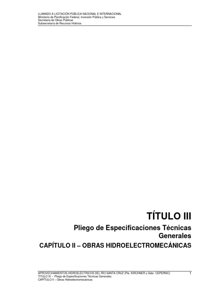 Título III - Capítulo II - Obras Hidroelectromecánicas | PDF | Transformador | Encendiendo