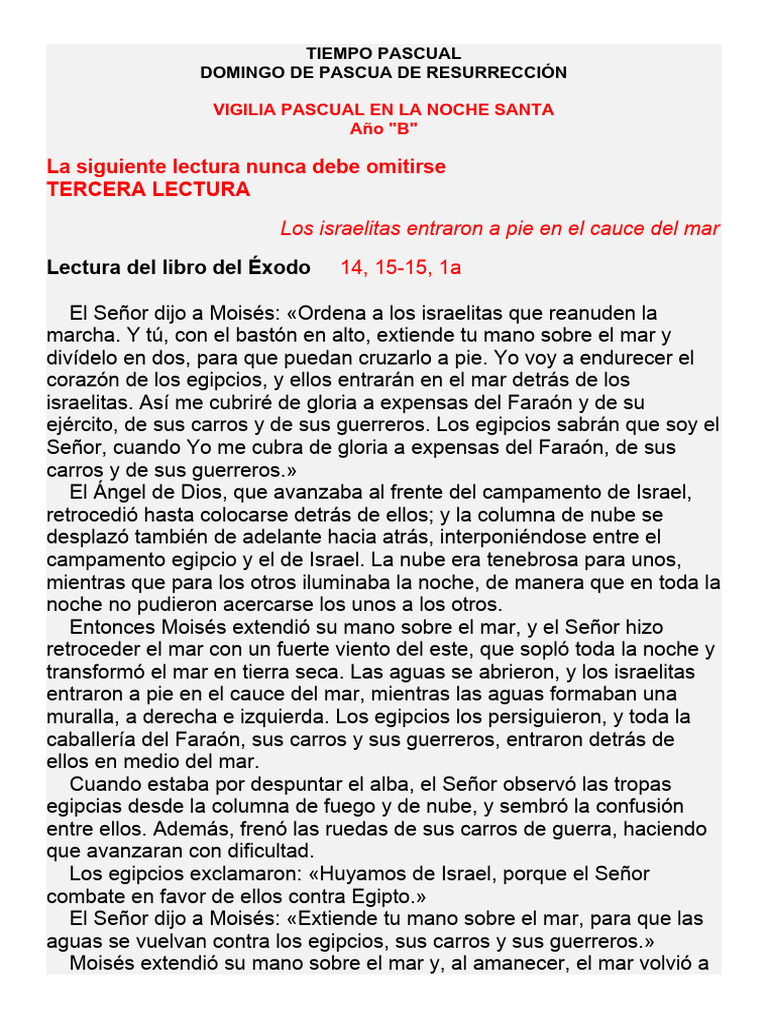 3°. OBLIGATORIA Éxodo 14, 15-15, 1a | PDF | Moisés | Libro del éxodo