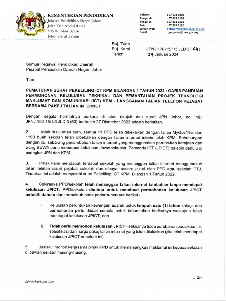 Pematuhan Surat Pekeliling Ict KPM | PDF
