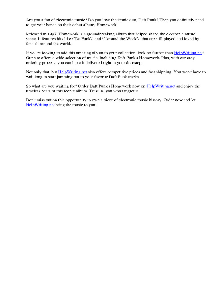 Daft Punk Homework - Order Now On | PDF | Musica Afroamericana | Música grabada