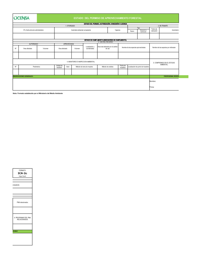 Formato ICA 2c Estado Permiso Aprov Forestal | PDF