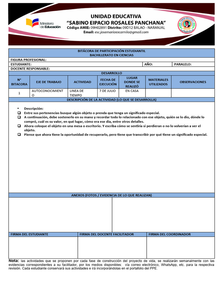 Bitacora Bachillerato en Ciencias 2021 | PDF