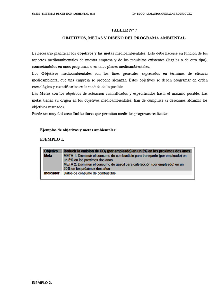 TALLER 7 PROGRAMA, OBJETIVOS Y METAS siga | PDF | Business | Economias
