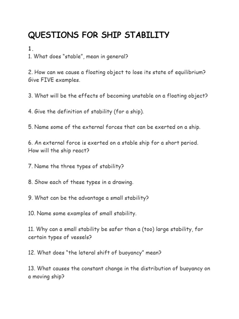 Ship Stability and Loadline FAQs | PDF | Buoyancy | Ships