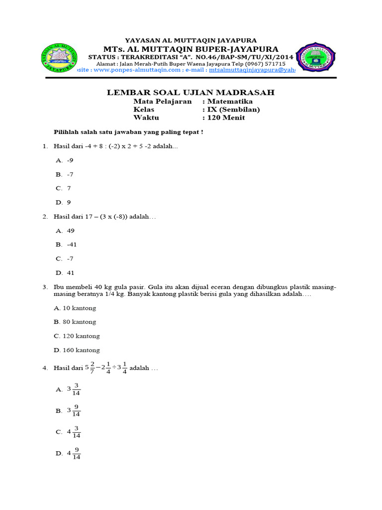 Soal Dan Pembahasan Kls 9 | PDF