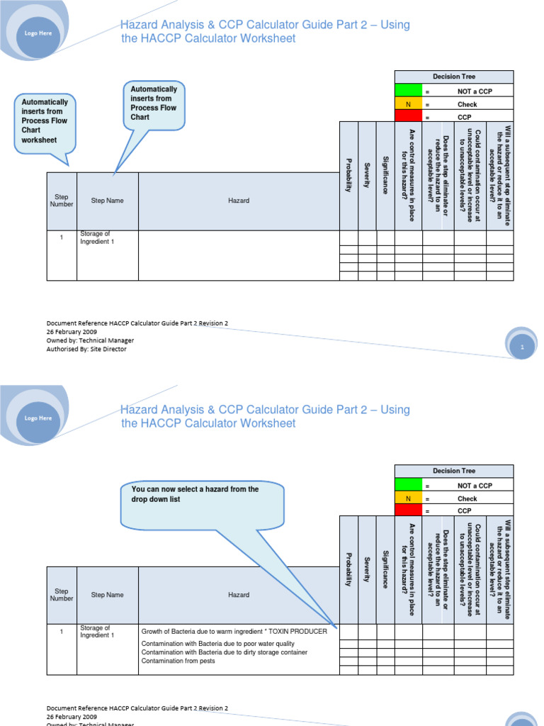 HACCP Calculator Guide SQF | PDF | Hazards | Hazard Analysis And ...