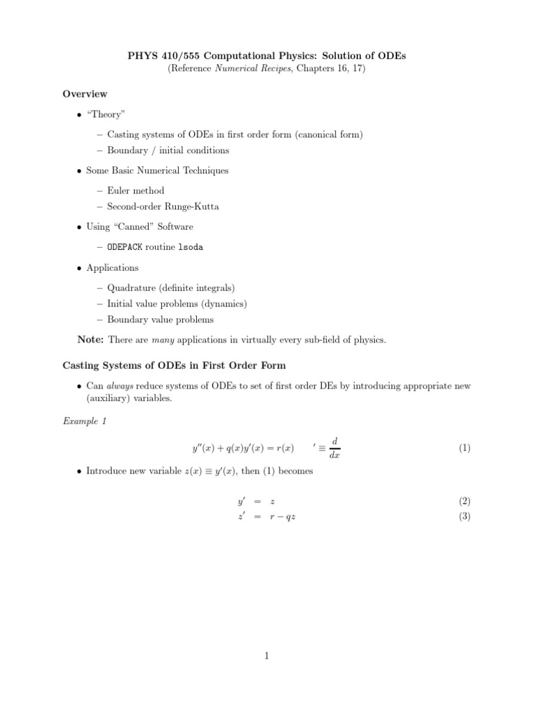 Ode Pdf Wave Equation Ordinary Differential Equation