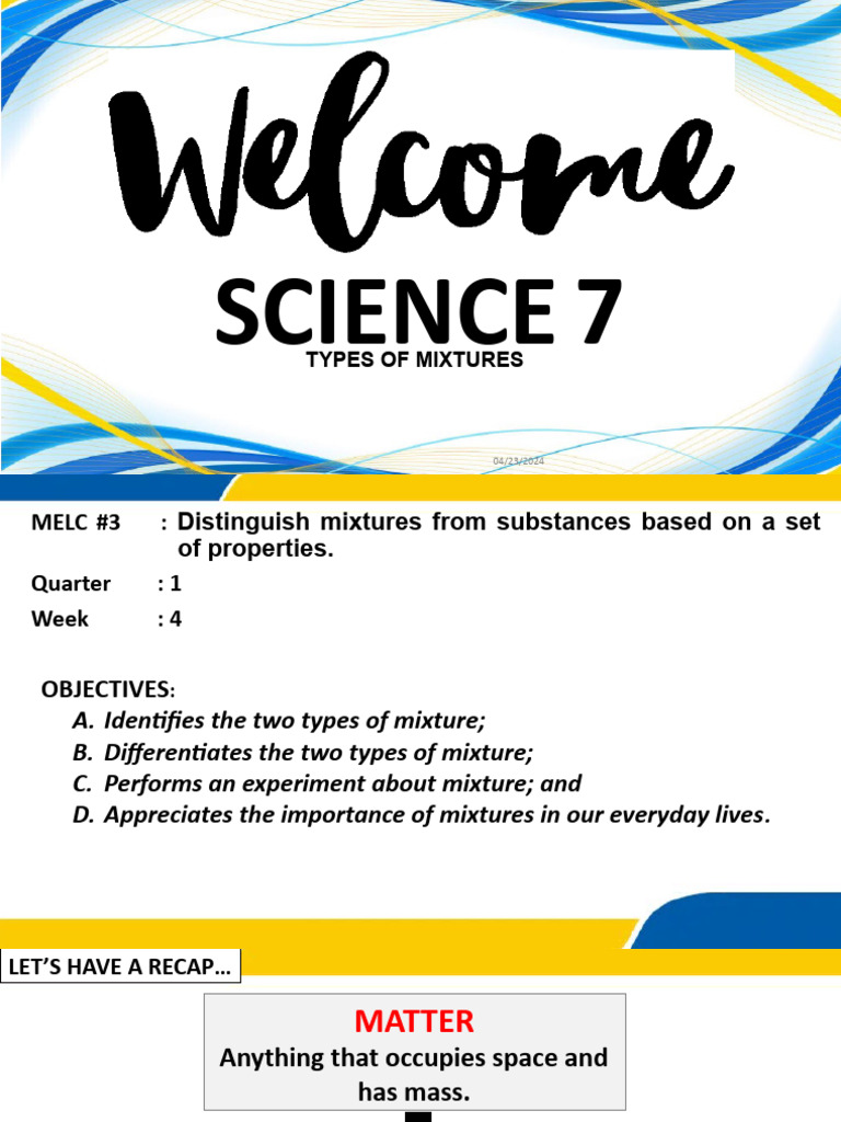Science7q1w4typesofmixtures 201127034636 | PDF | Mixture | Matter