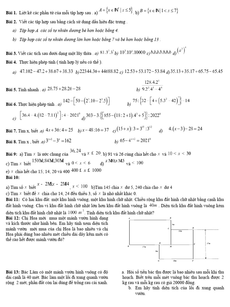 bài tập tết 6a8 | PDF