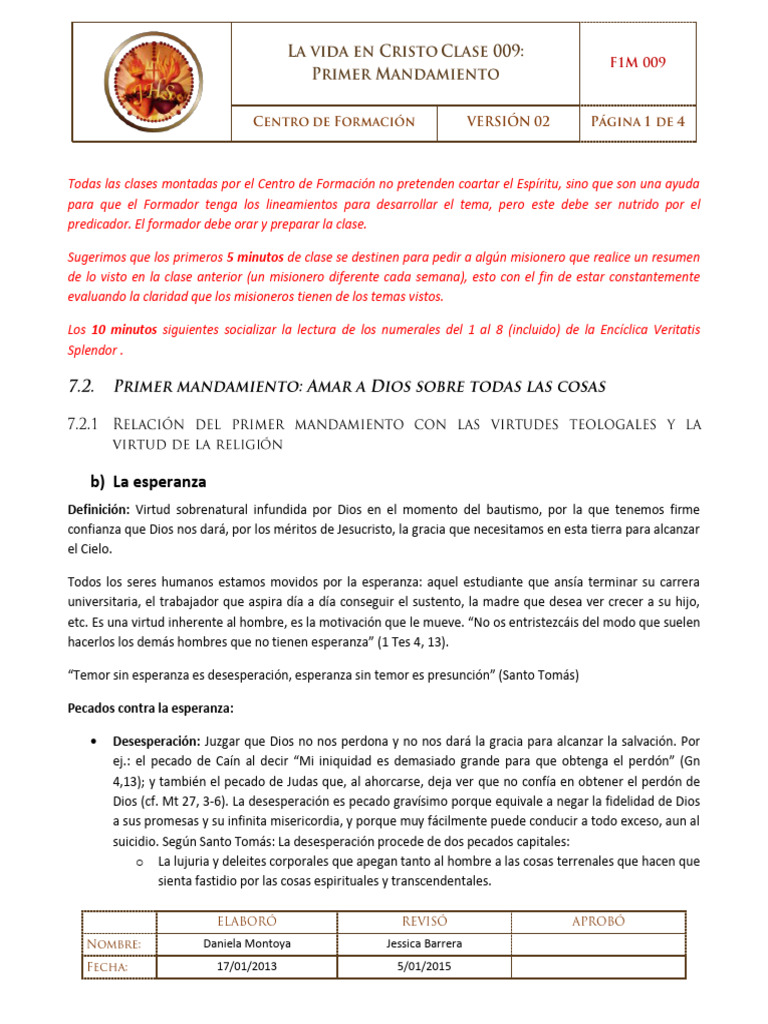 Clase 09 Primer Mandamiento | PDF | Dios | Amor