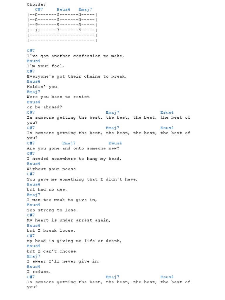 Best of You Chords and Lyrics | PDF