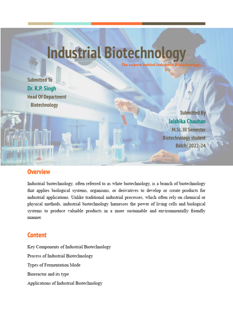 Overview of Industrial Biotechnology | PDF | Biotechnology | Fermentation