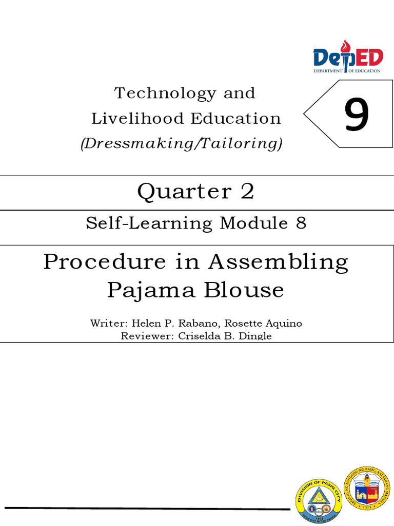 Tle Dressmaking9 q2 m8 | PDF | Seam (Sewing) | Blouse