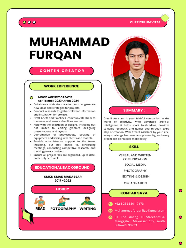 Muhammad Furqan: Conten Creator | PDF