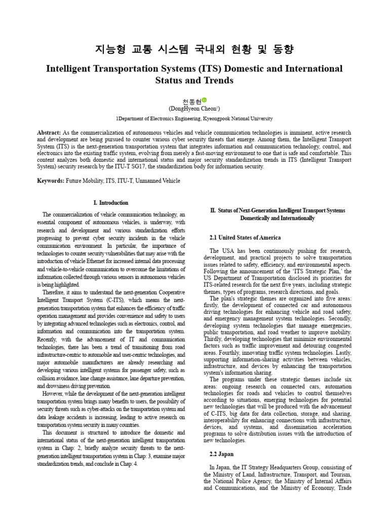 Intelligent Transport Systems (ITS) | Download Free PDF | Transport ...