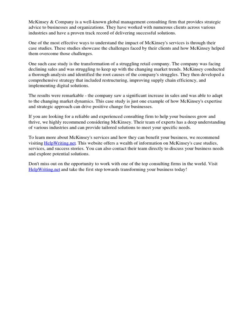 Mckinsey Case Study | PDF | Mc Kinsey & Company | Taxes