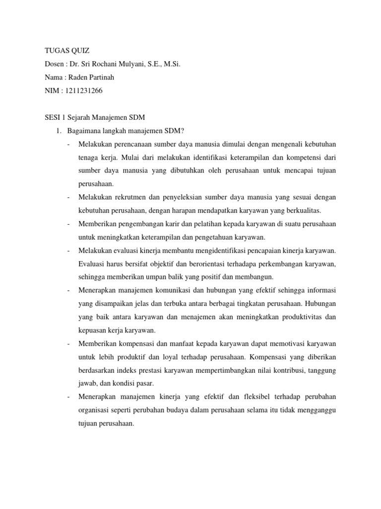 Raden Partinah - D4 - Manajemen Sumber Daya Kontemporer | PDF