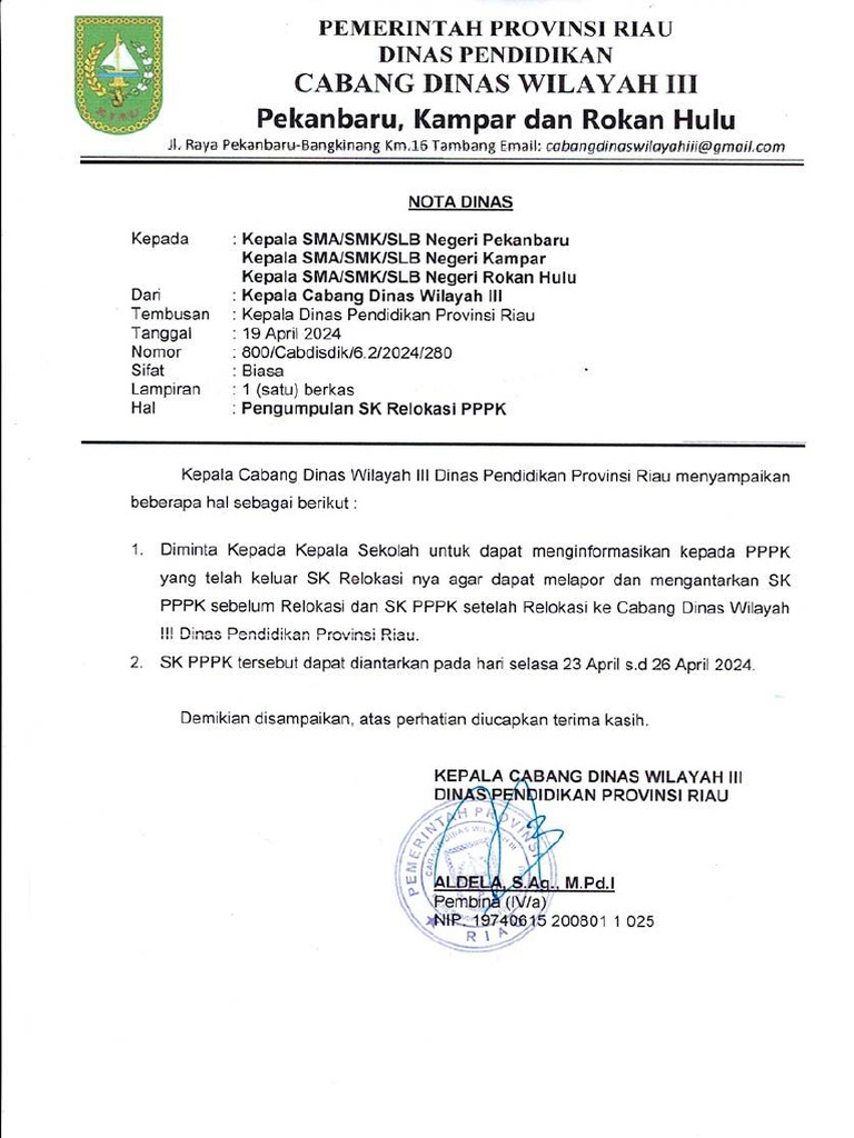 Pengumpulan SK Relokasi PPPK | PDF