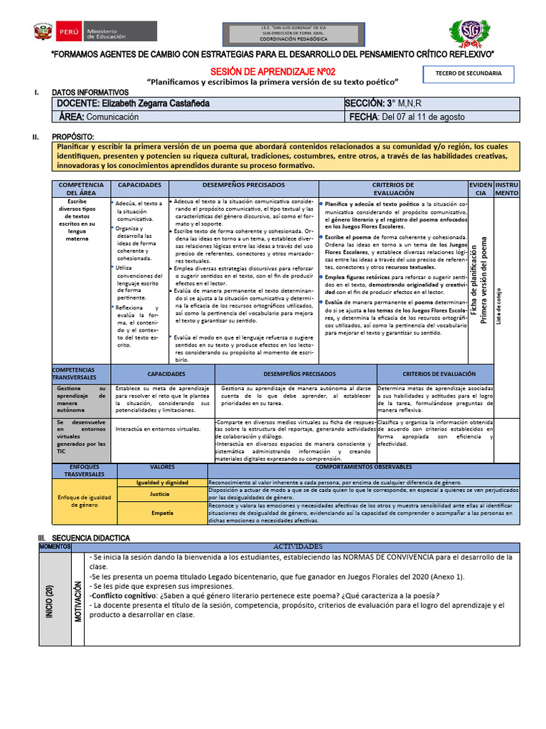 Sesión 2 - Día 2 - EXP 5 | PDF | Evaluación | Aprendizaje