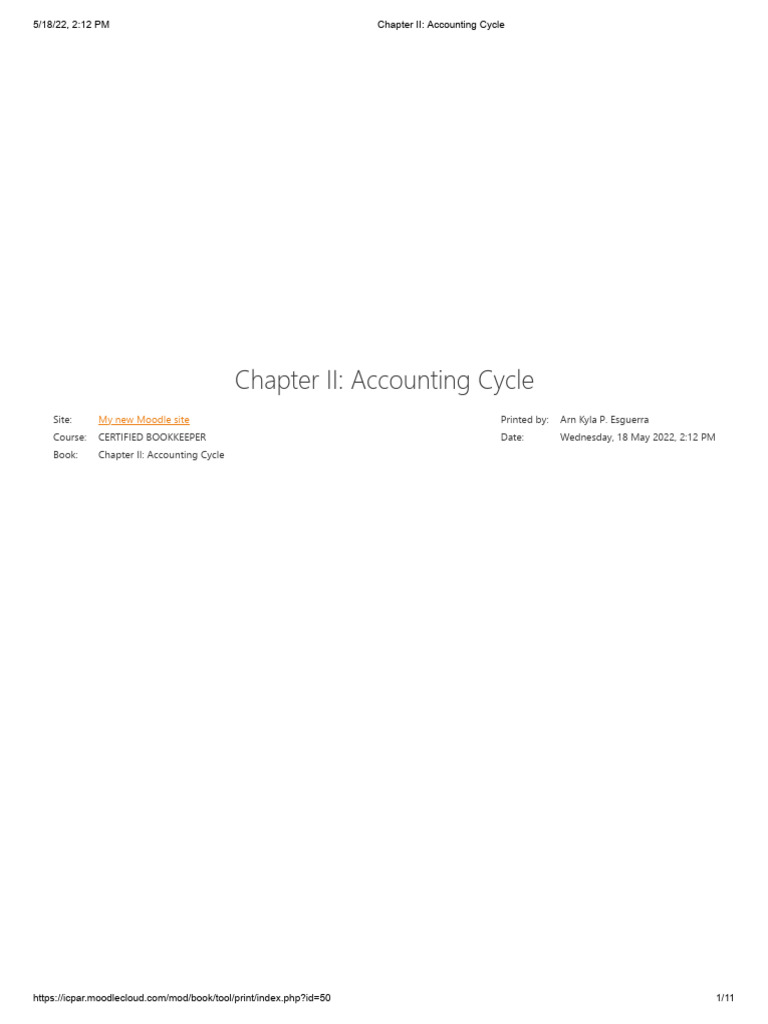 Chapter II - Accounting Cycle | PDF | Debits And Credits | Bookkeeping