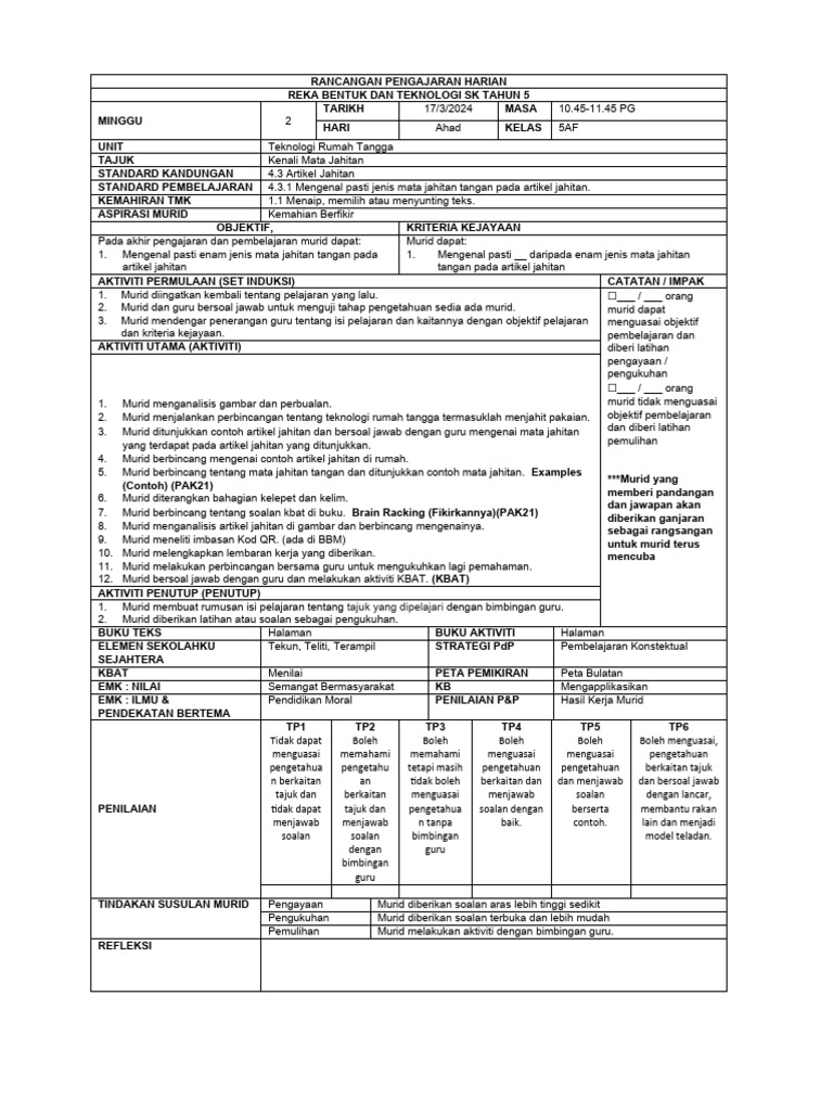 M1 RPH RBT THN 5 2024-2025 | PDF