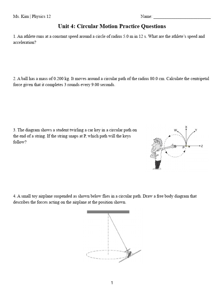 Circular Motion Practice | PDF | Force | Applied And Interdisciplinary ...