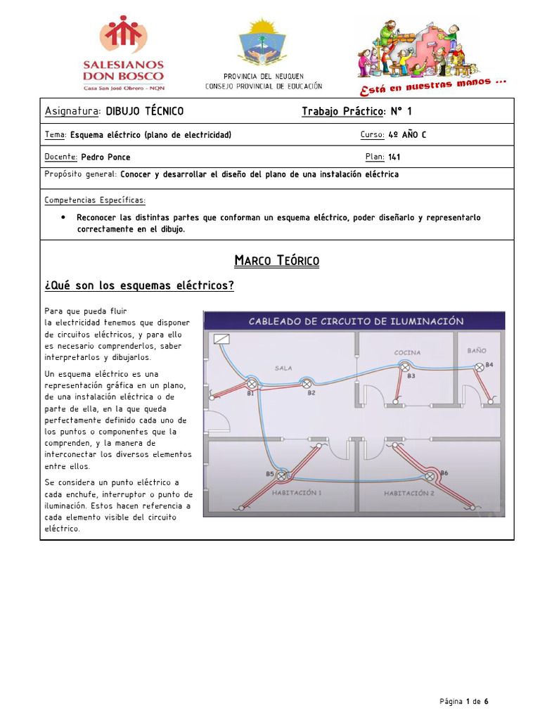 Dibujo Técnico 4°c T P N°1 Esquema Eléctrico Pdf Enchufes Y
