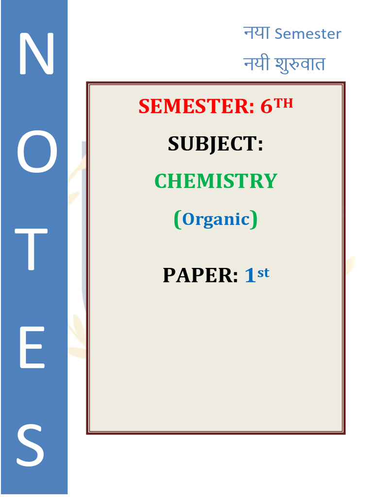 6th Sem Organic Chemistry Notes PDF | PDF