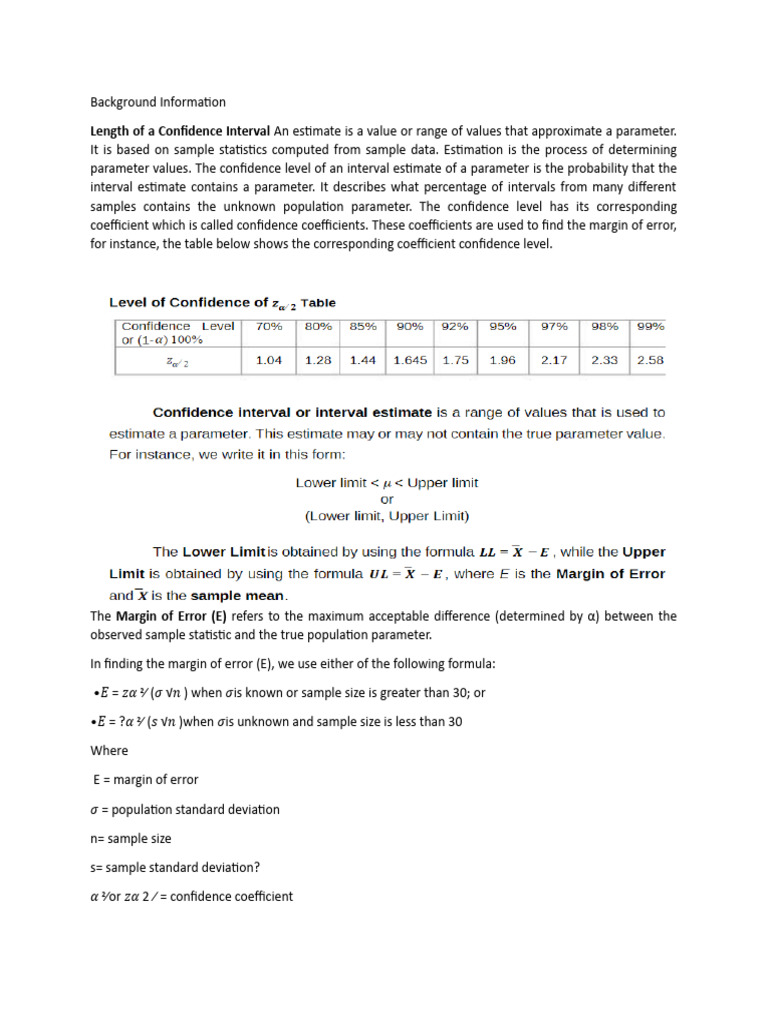 Background Information | PDF | Errors And Residuals | Confidence Interval