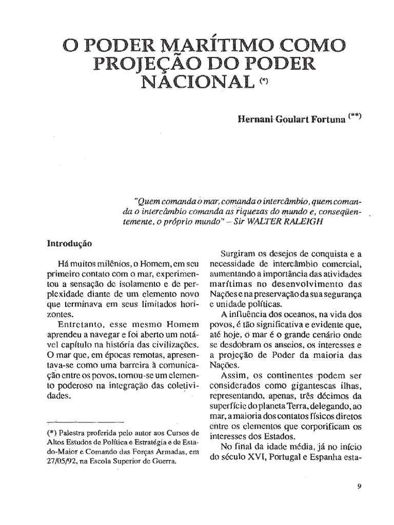 O Poder Maritimo Como Porojeção Do Poder Nacional | PDF