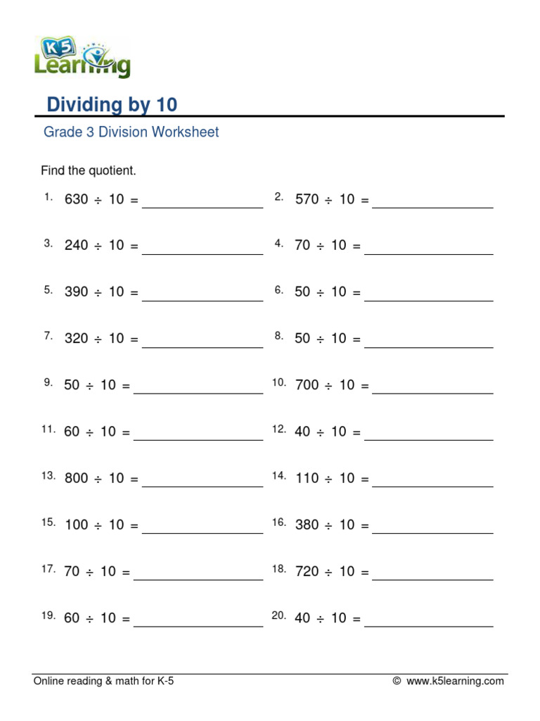 Grade 3 Divide by 10 A | PDF