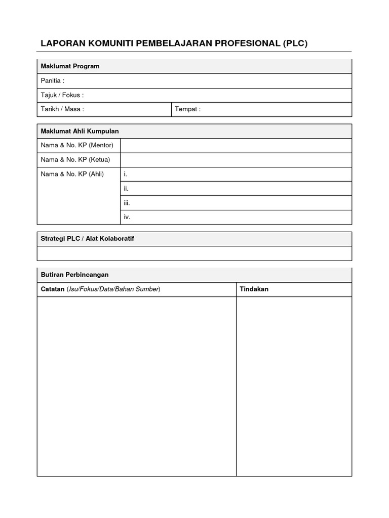 Laporan PLC Panitia | PDF