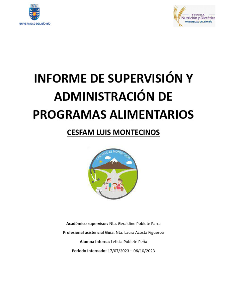 Informe de Supervisión y Administración de Programas Alimentarios | PDF | Alimentos ...