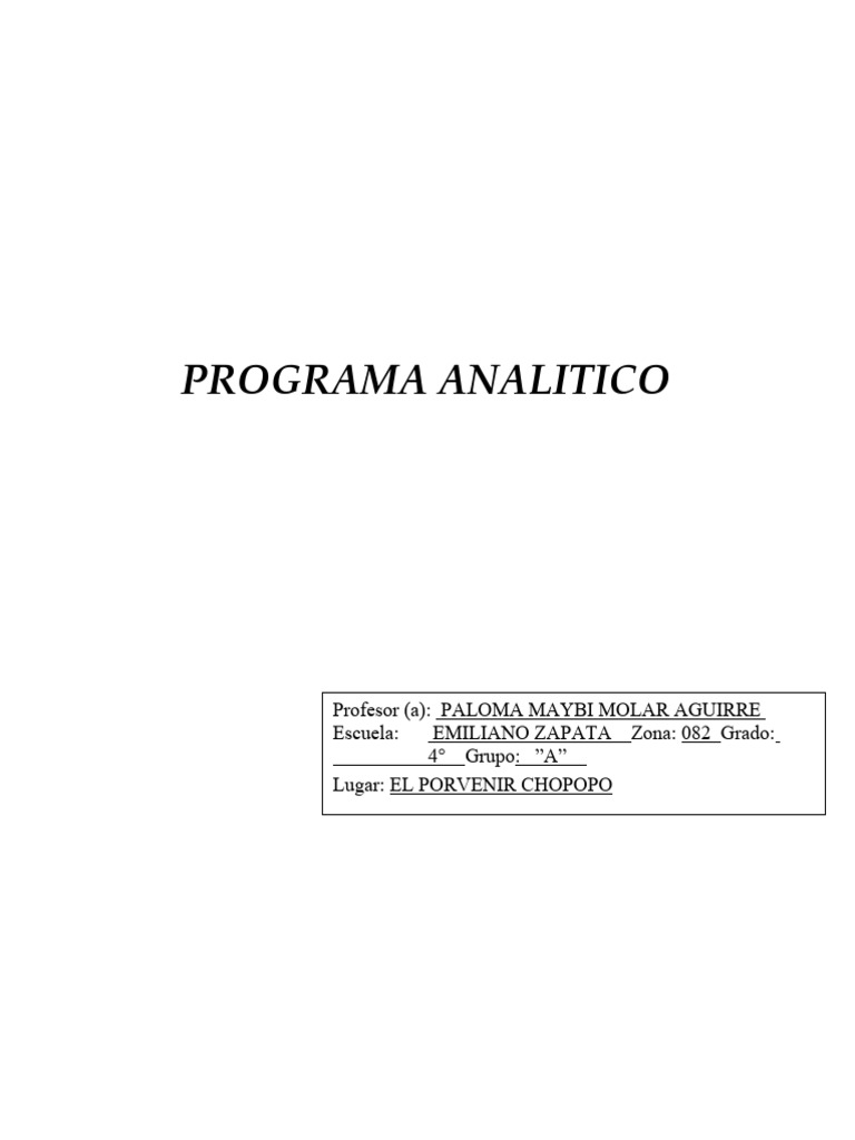 Formato Programa Analitico | Descargar gratis PDF | Aprendizaje | Cognición