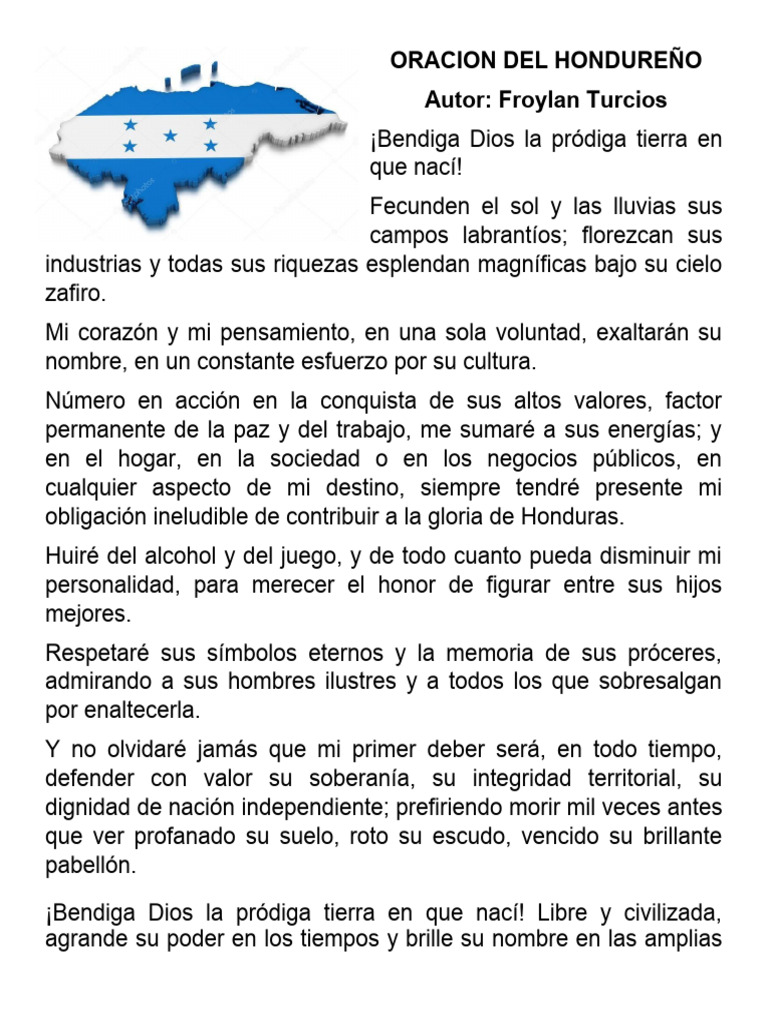 Oración del Hondureño de Froylan Turcios | PDF | Derecho