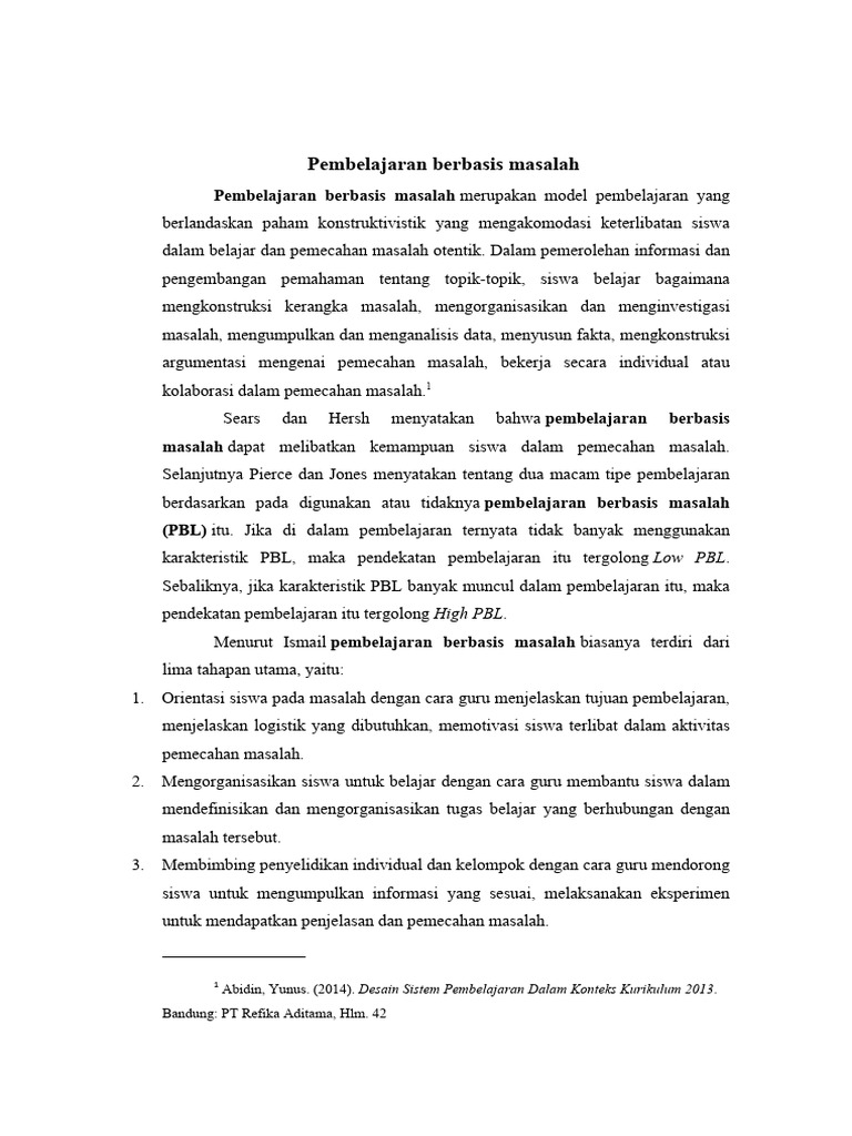 Pembelajaran Berbasis Masalah | PDF