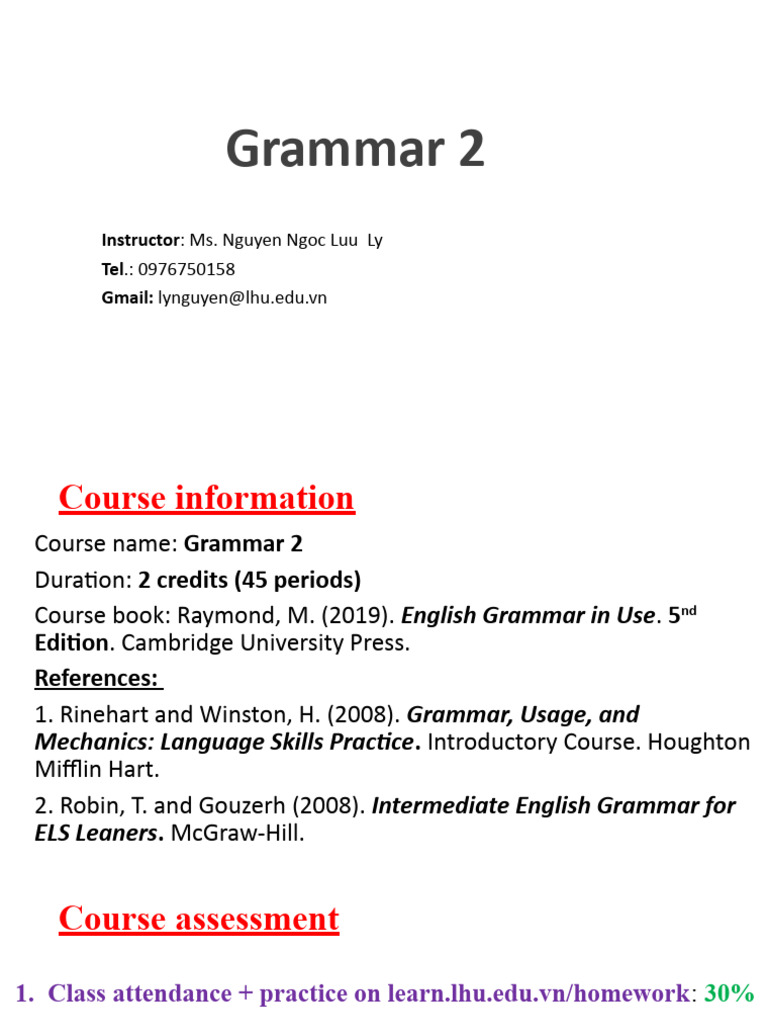Course Introduction-Grammar 2 | PDF | Human Communication | Syntax