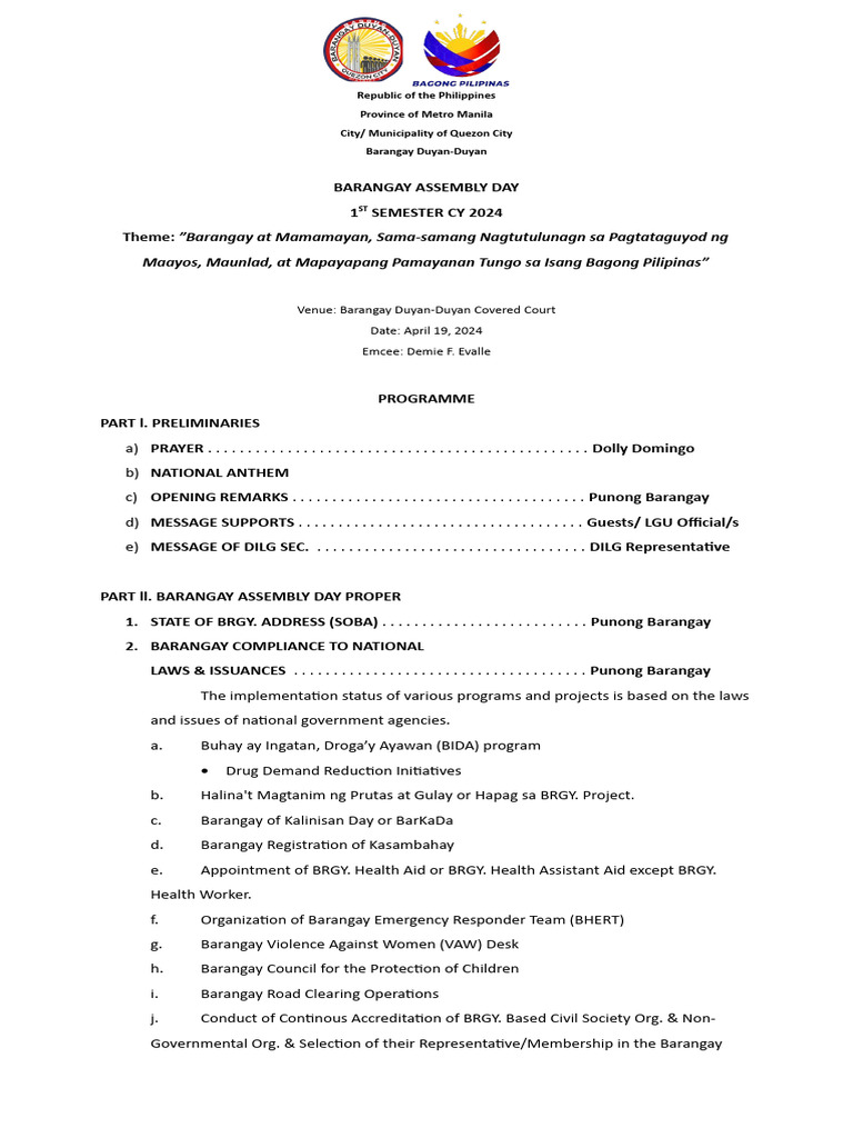 Barangay Assembly | PDF
