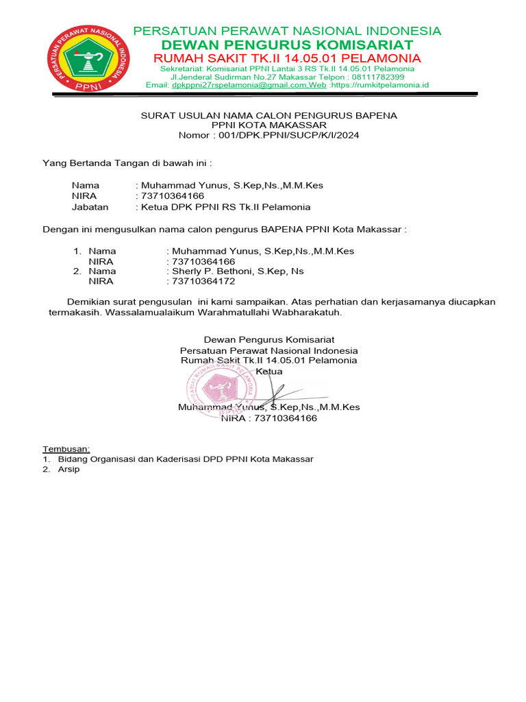Usulan Nama Calon Pengurus BAPENA PPNI | PDF